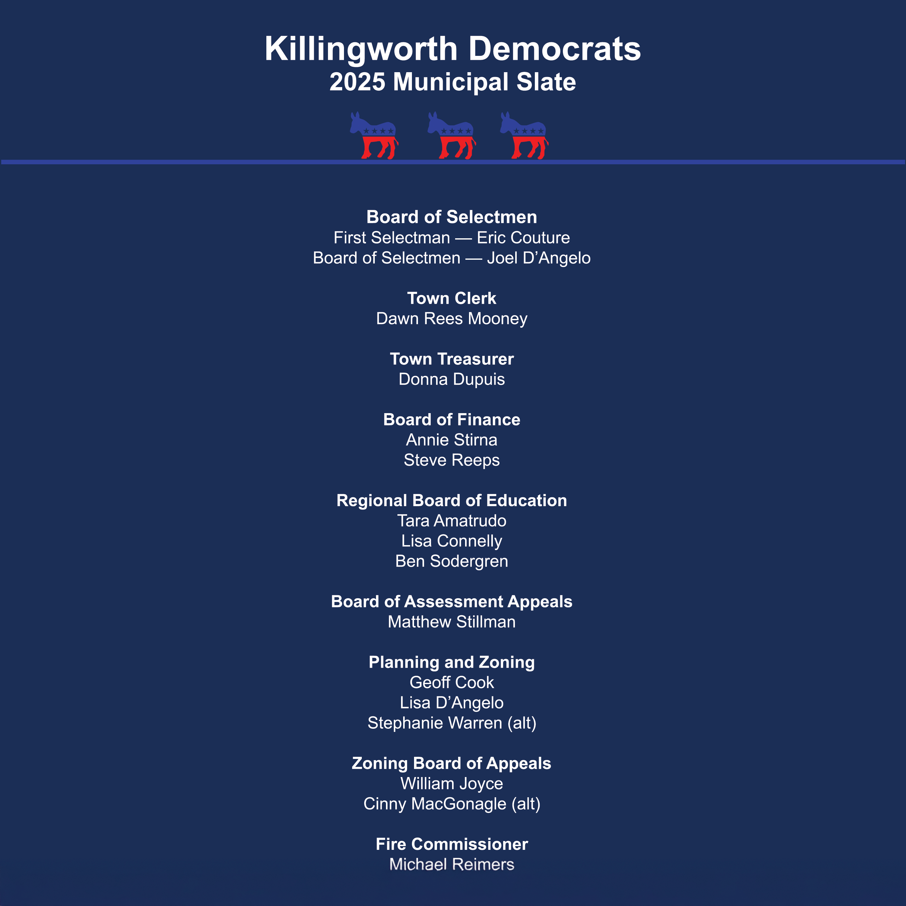 Killingworth Democratic Town Committee Announces 2025 Slate ...